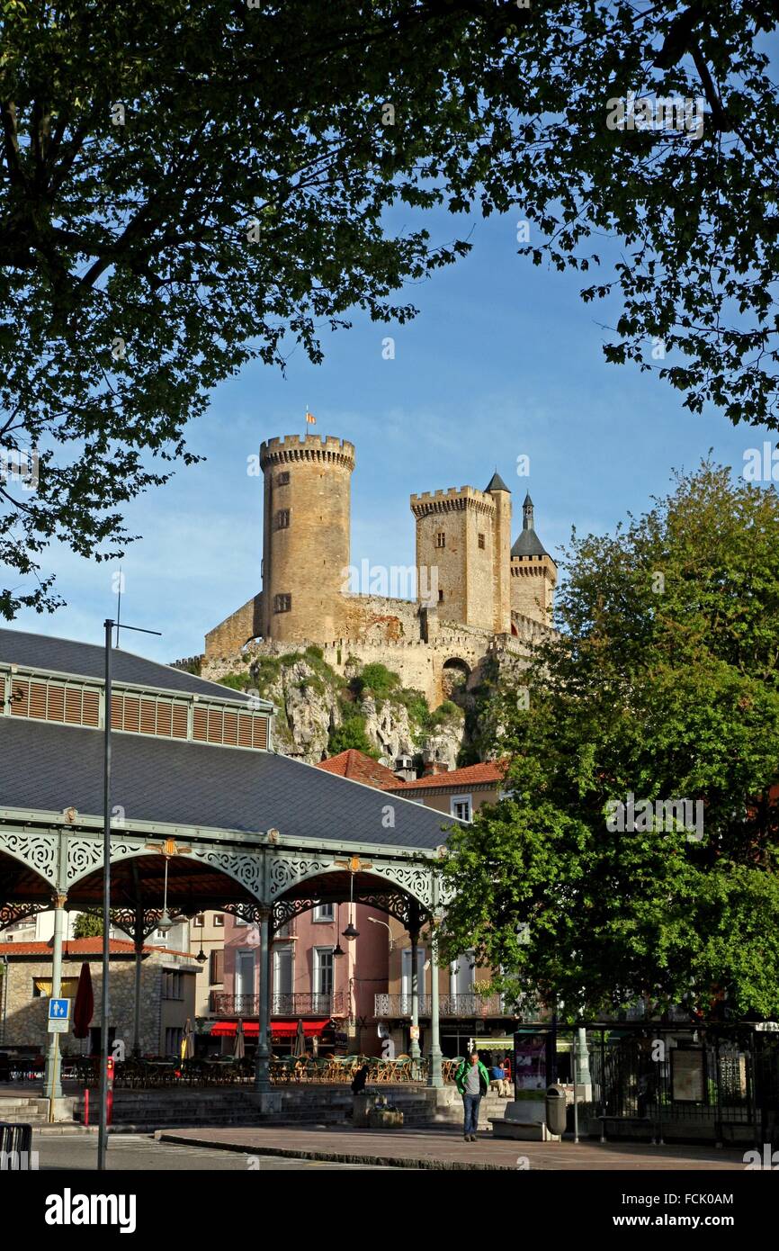 Castle, Halle aux Grains square, Foix, Ariege, France Stock Photo - Alamy