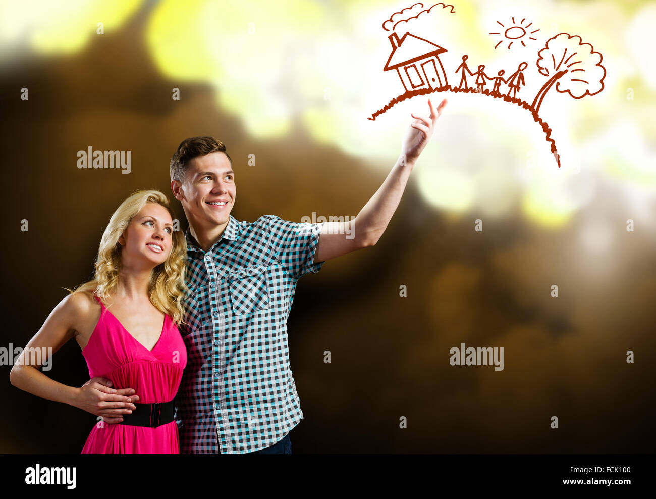 Young happy couple dreaming about family and future life Stock Photo ...