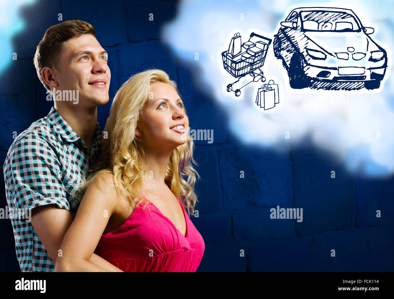 Young happy couple dreaming about family and future life Stock Photo ...