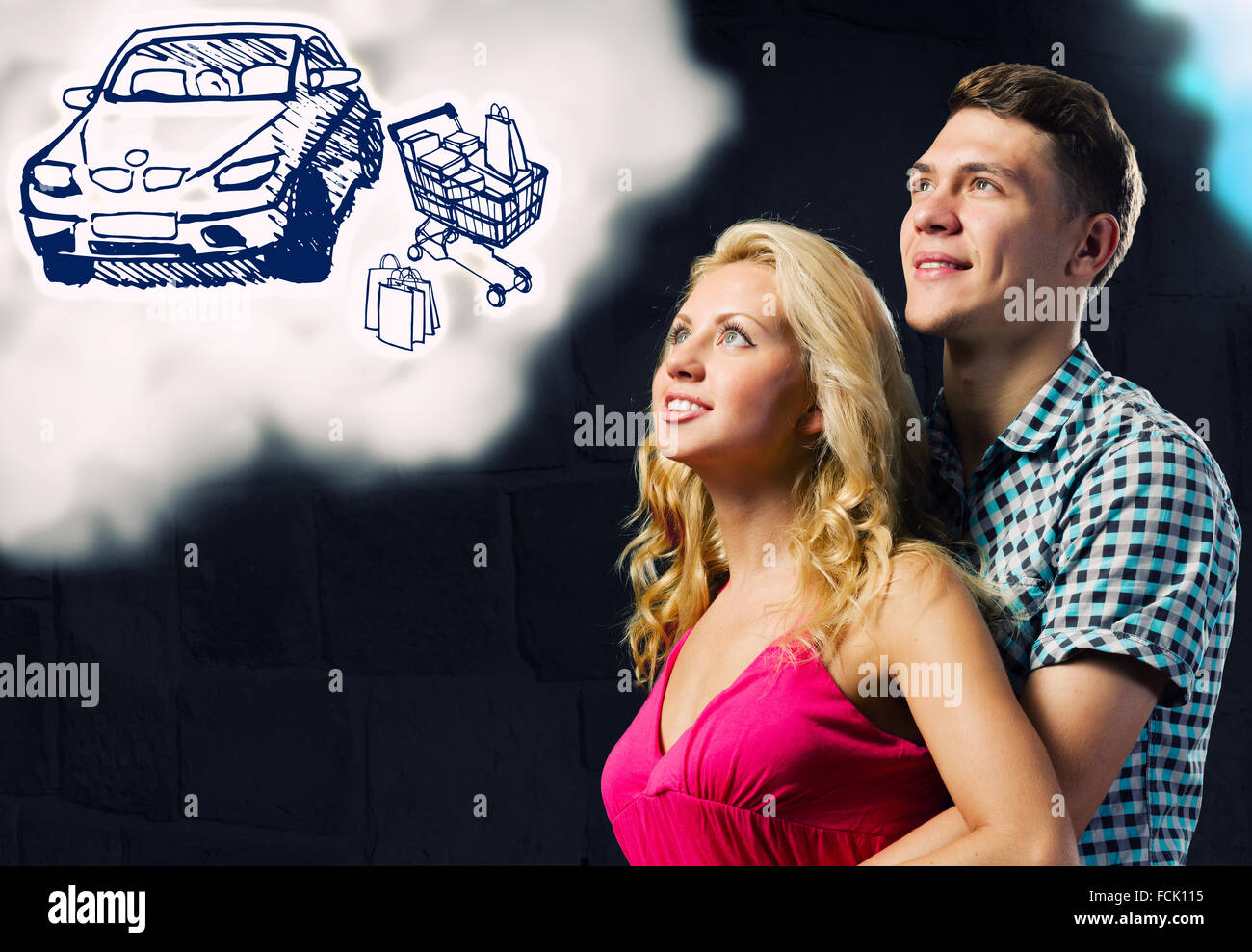 Young happy couple dreaming about family and future life Stock Photo ...