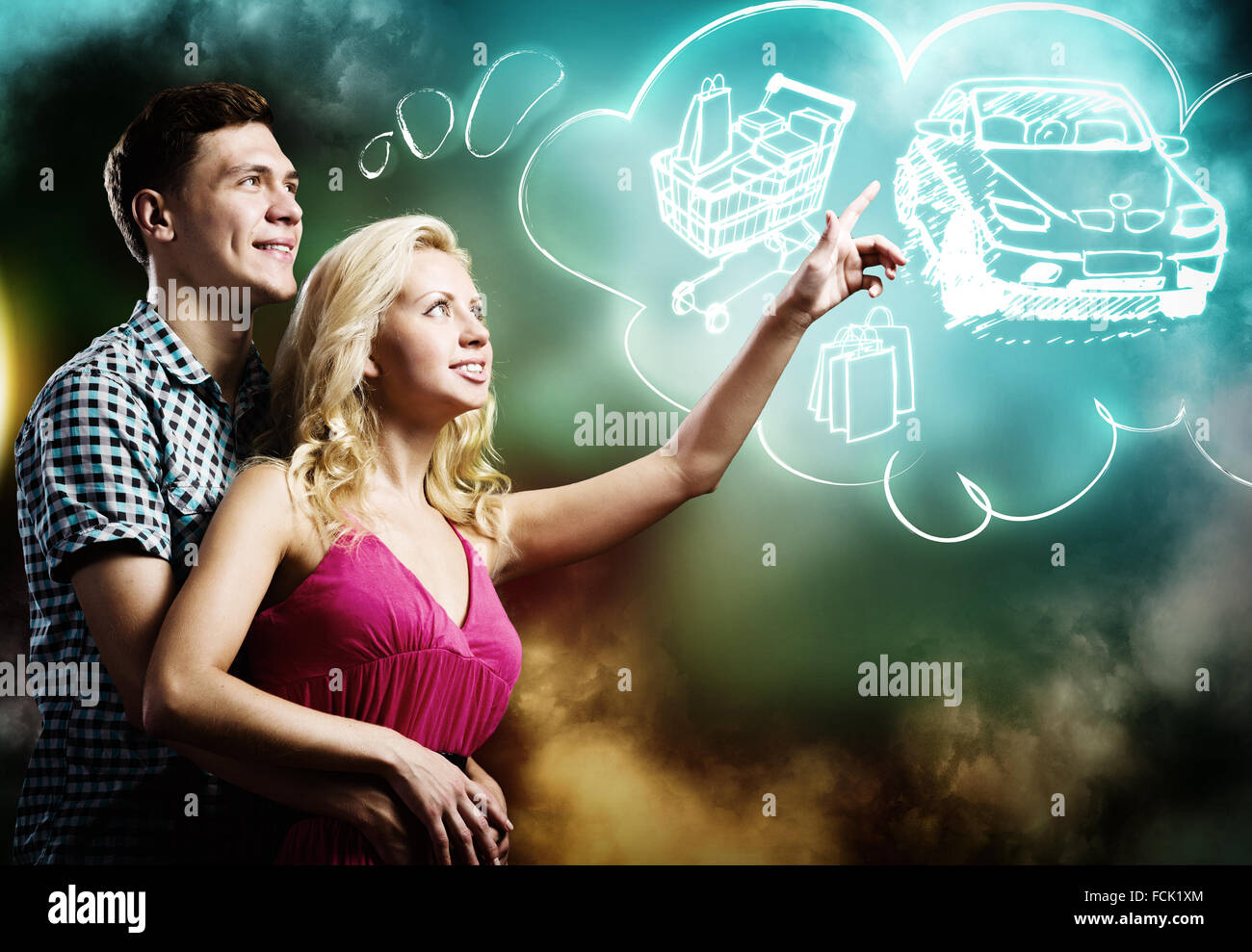 Young happy couple dreaming about family and future life Stock Photo ...