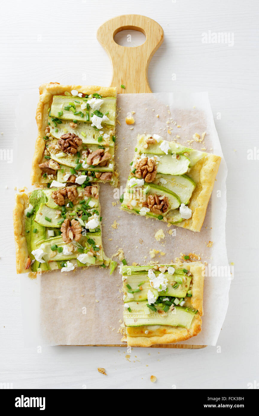 summer pie with zucchini slice on board Stock Photo - Alamy