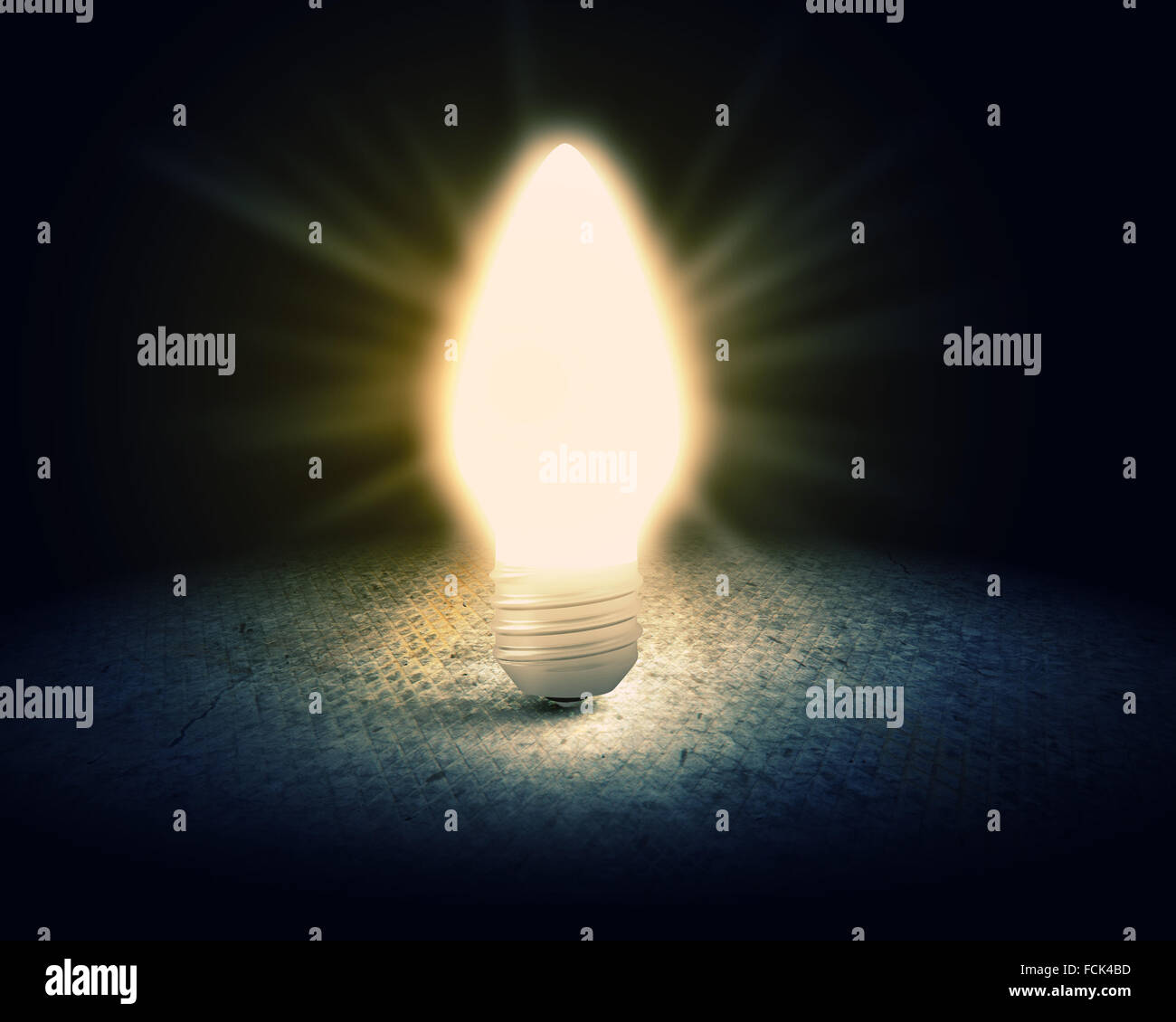 Background image with glowing light bulb on cement surface Stock Photo ...