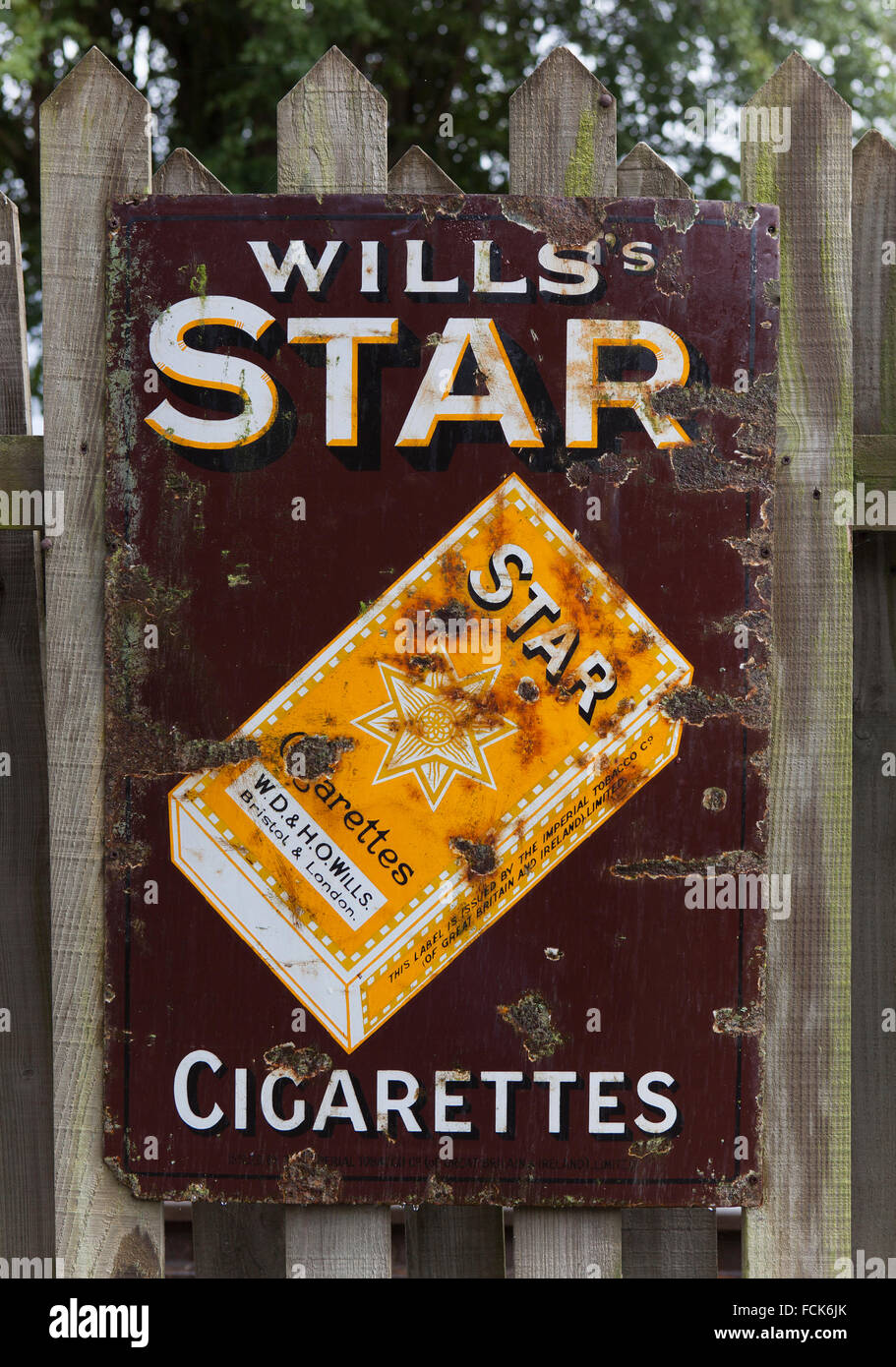 Old Metal Wills Star Cigarette Advertising Sign Stock Photo - Alamy