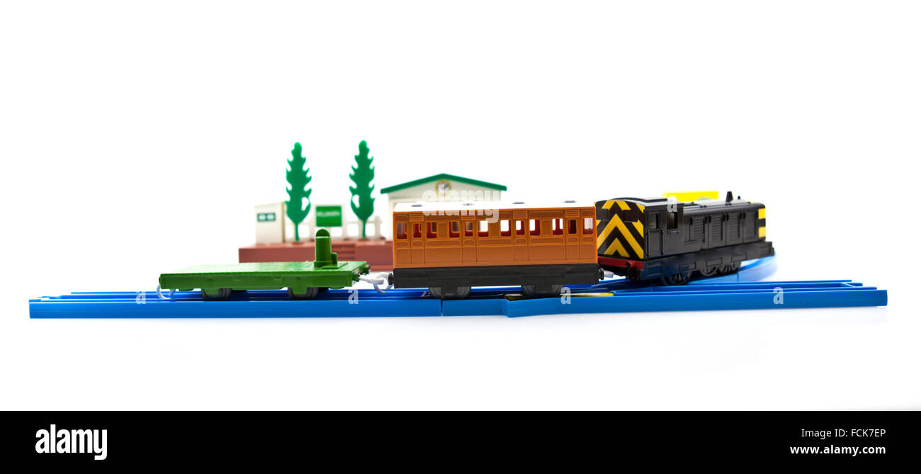 Toy train isolated on white background Stock Photo - Alamy