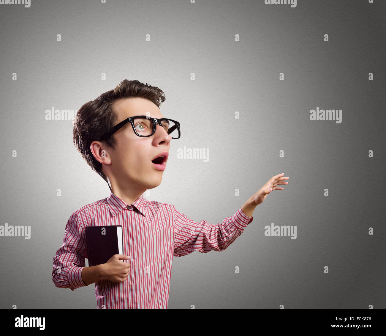 Young funny man in glasses with big head Stock Photo - Alamy