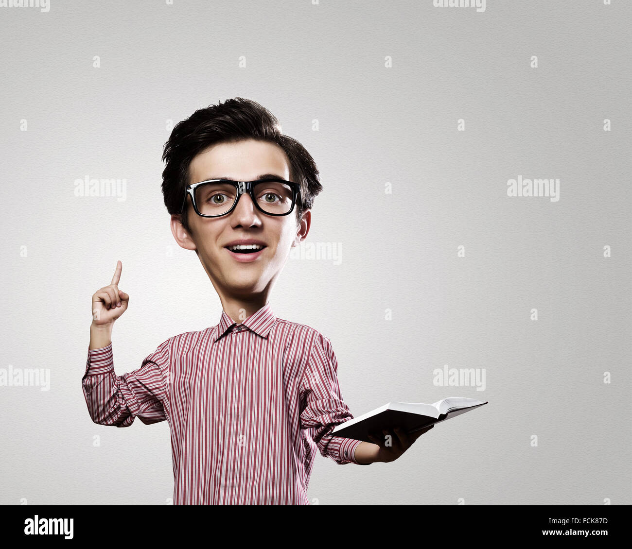 Young funny man in glasses with big head Stock Photo - Alamy