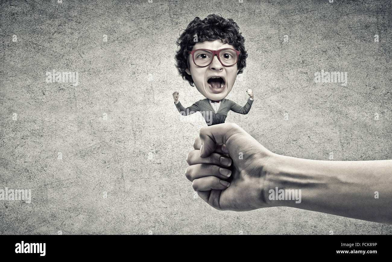 Funny crying young man with big head Stock Photo - Alamy