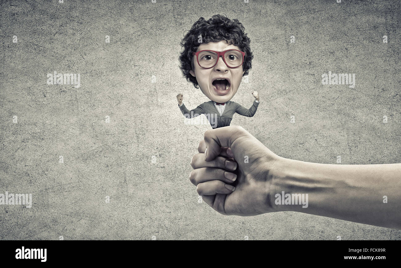 Funny crying young man with big head Stock Photo - Alamy