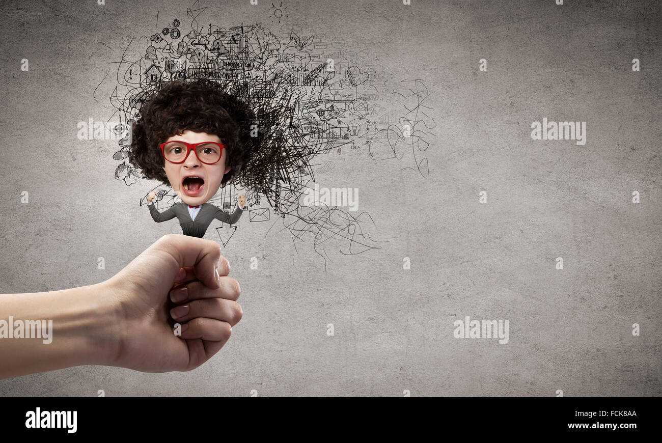 Funny young man with big head screaming emotional Stock Photo - Alamy