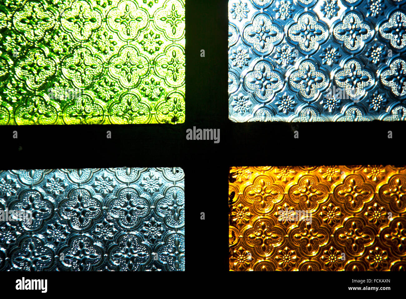 colorated glass and sun in morocco africa window and light Stock Photo ...