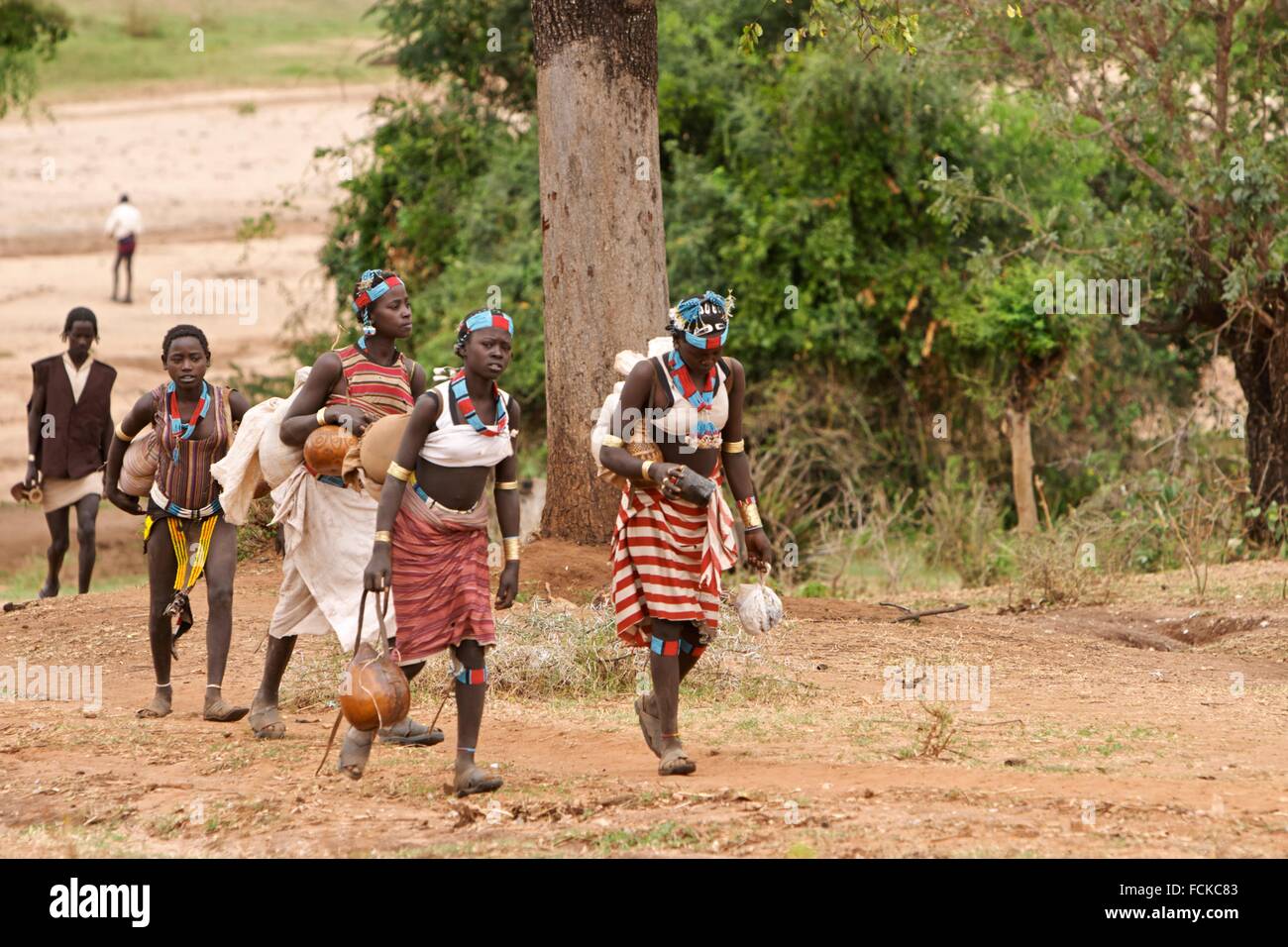 Hamer women going to market, Dimeka , Ethiopia Stock Photo - Alamy