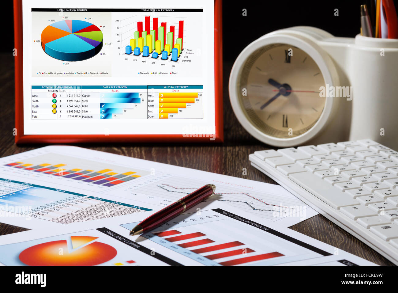 Close up of office workplace with paper documents Stock Photo - Alamy