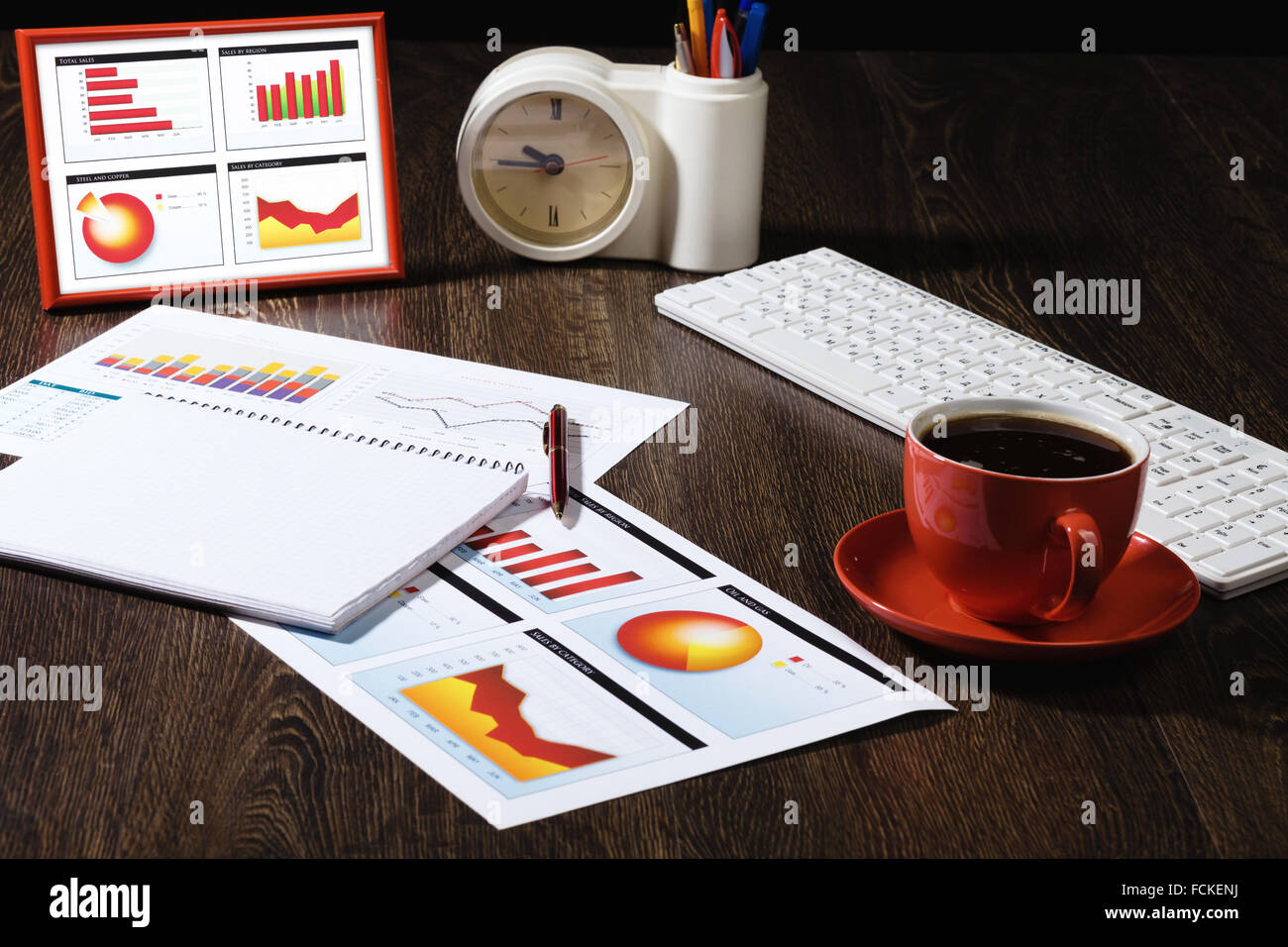 Close up of office workplace with paper documents Stock Photo - Alamy
