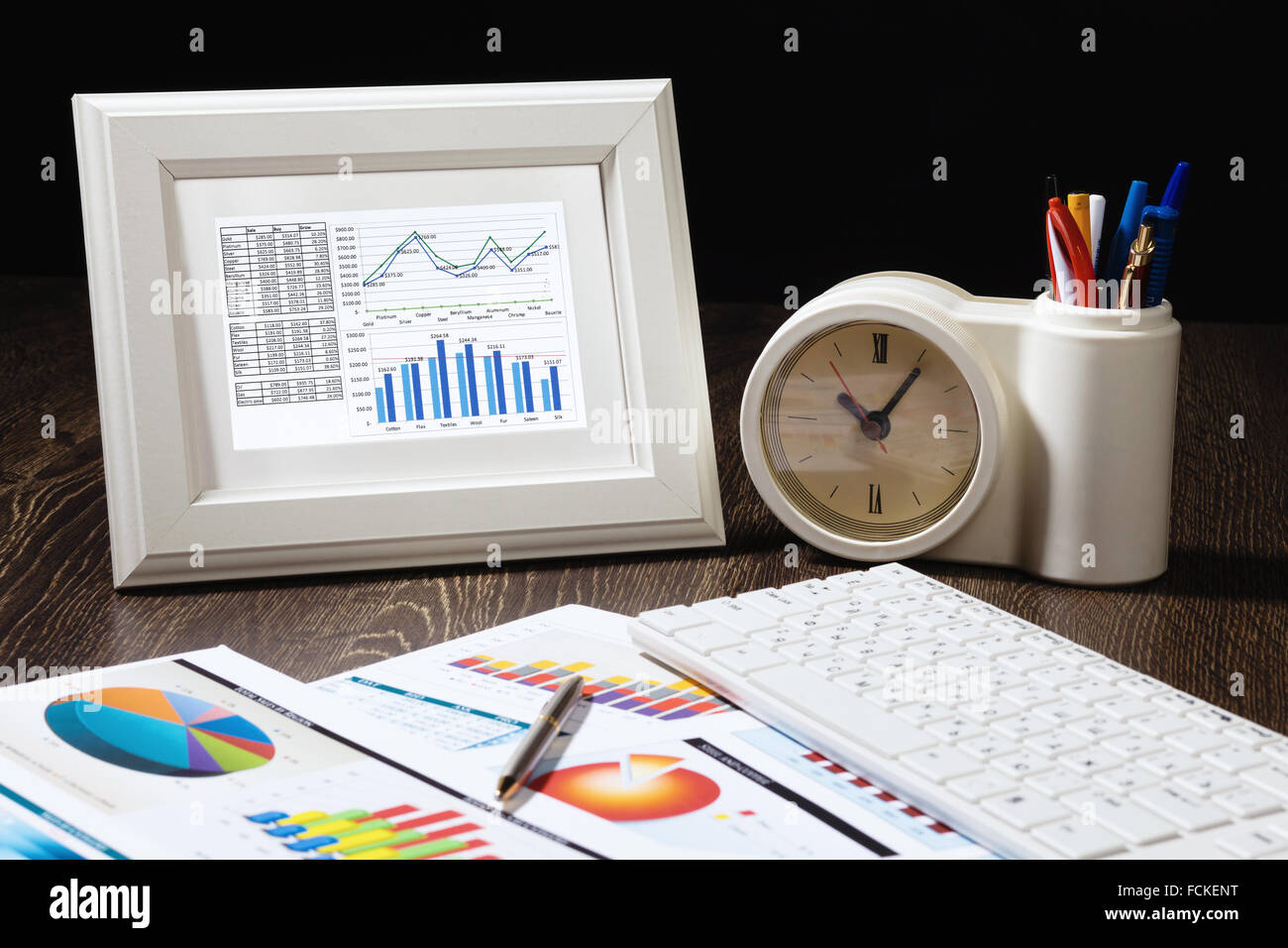 Close up of office workplace with paper documents Stock Photo - Alamy