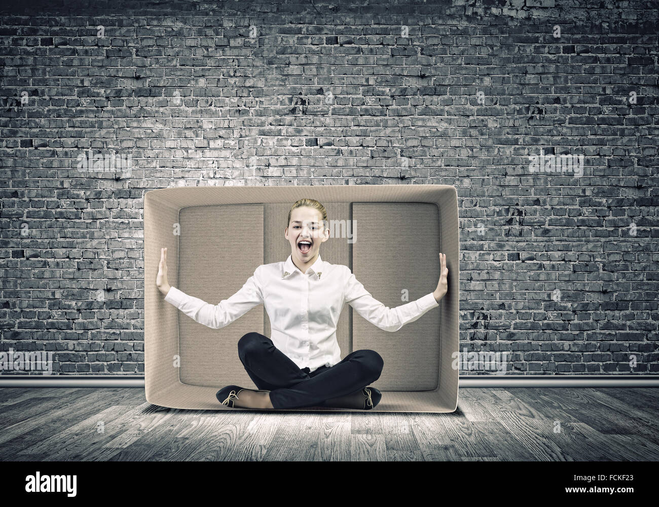 Woman trapped box hi-res stock photography and images - Alamy