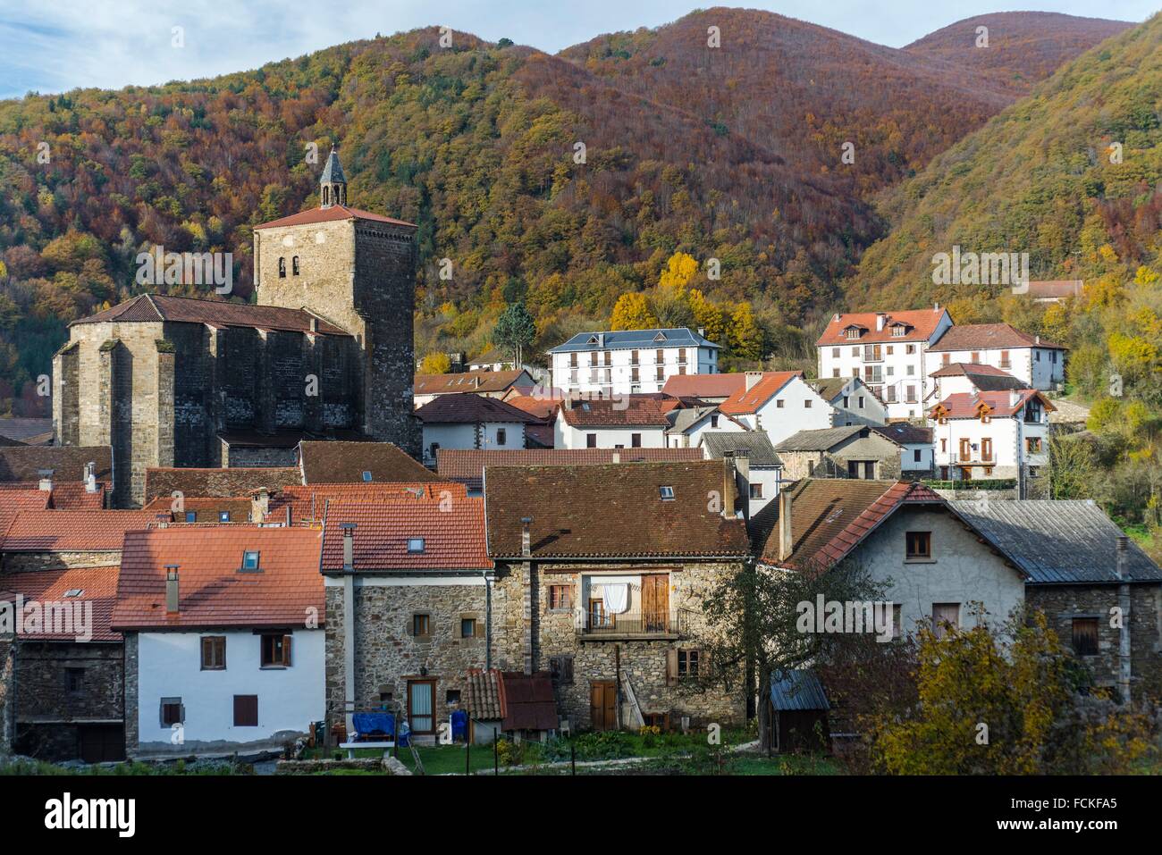 Isaba, a small village of Roncal Valley, Navarre Pyrenees, Spain Stock ...