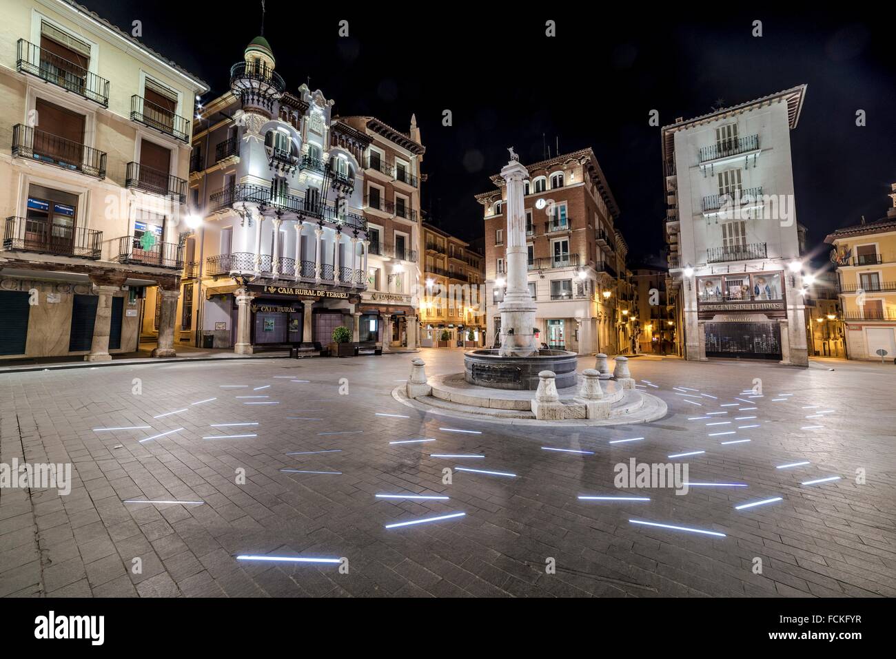 Plaza del Torico by night, Teruel, Aragon, Spain Stock Photo - Alamy