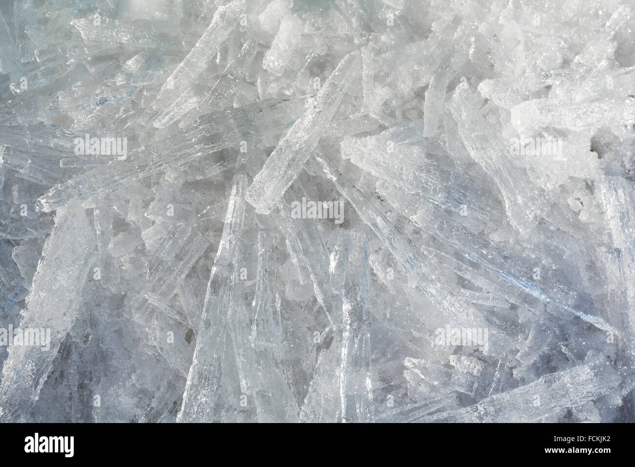 Glacial block of ice with interesting structure crystals macro. Winter ...
