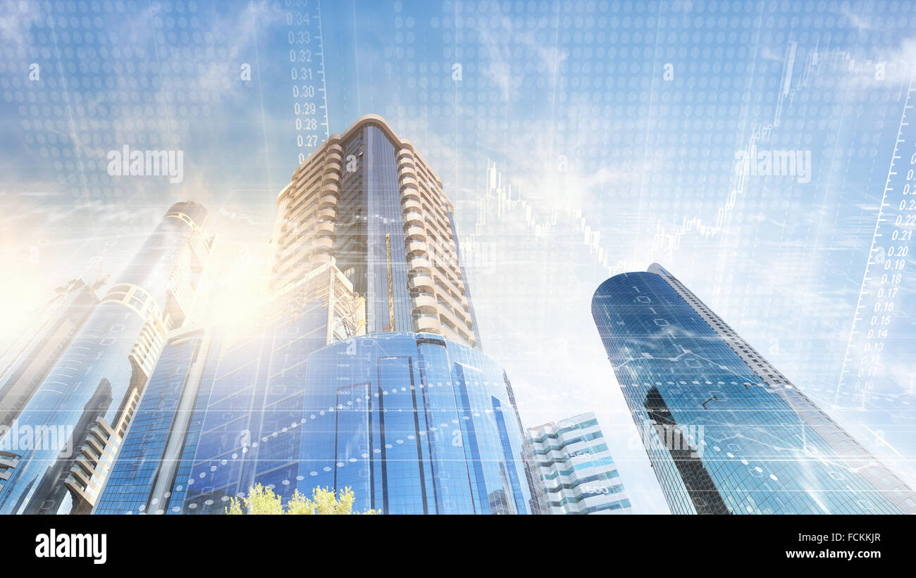 Digital image of bottom view of tall skyscraper Stock Photo - Alamy