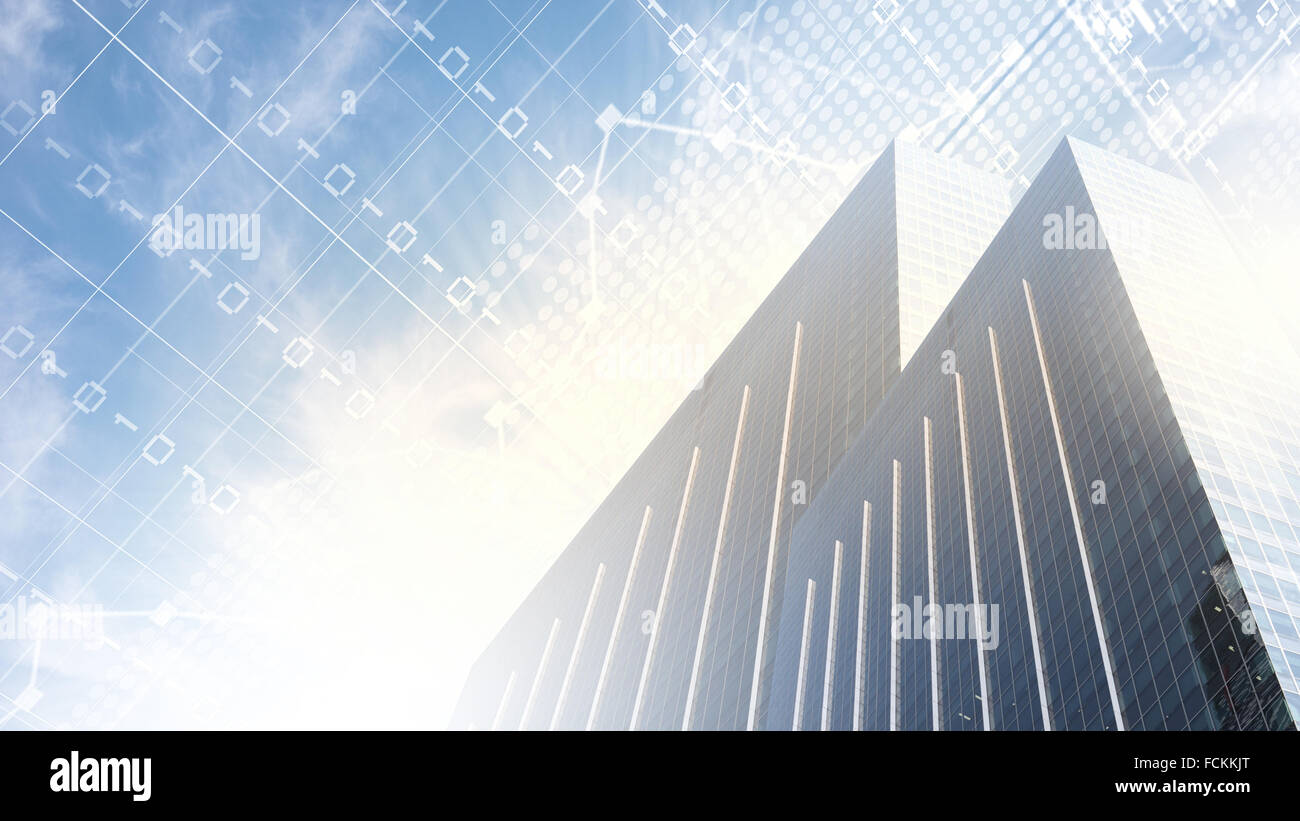 Digital image of bottom view of tall skyscraper Stock Photo - Alamy