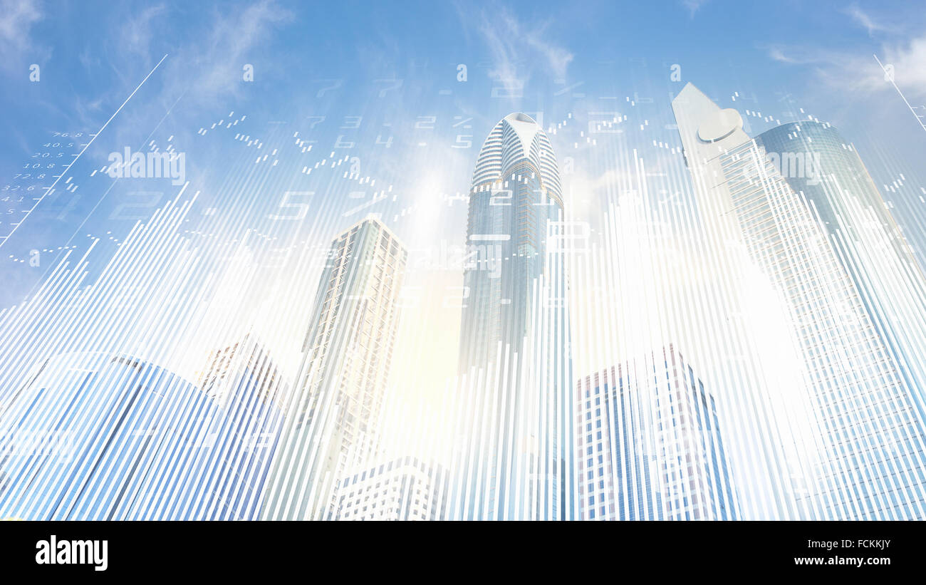 Digital image of bottom view of tall skyscraper Stock Photo - Alamy