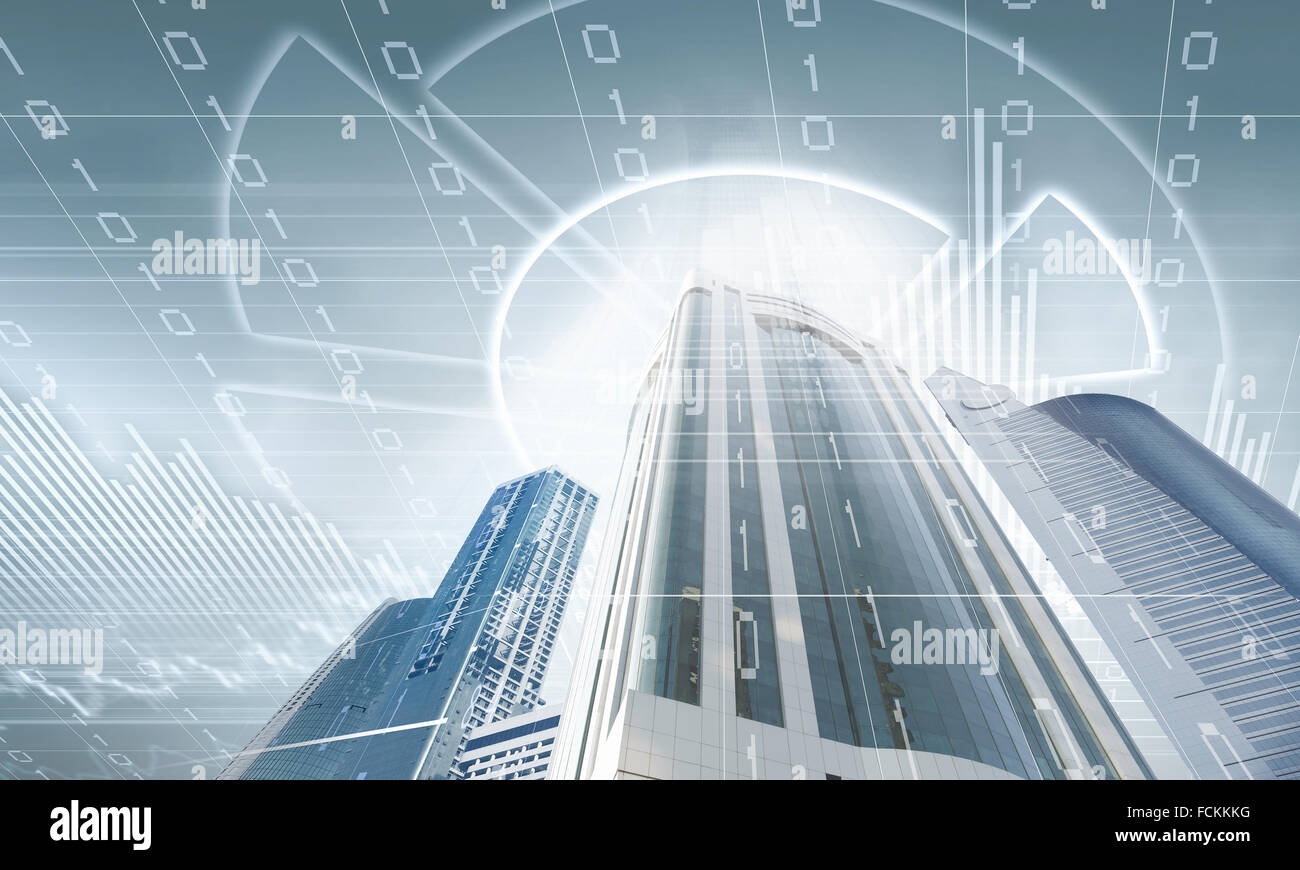 Digital image of bottom view of tall skyscraper Stock Photo - Alamy