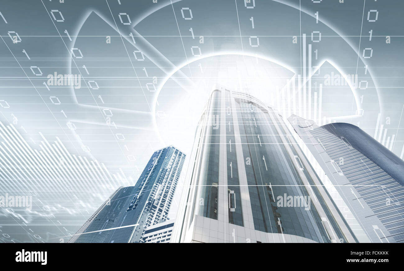 Digital image of bottom view of tall skyscraper Stock Photo - Alamy