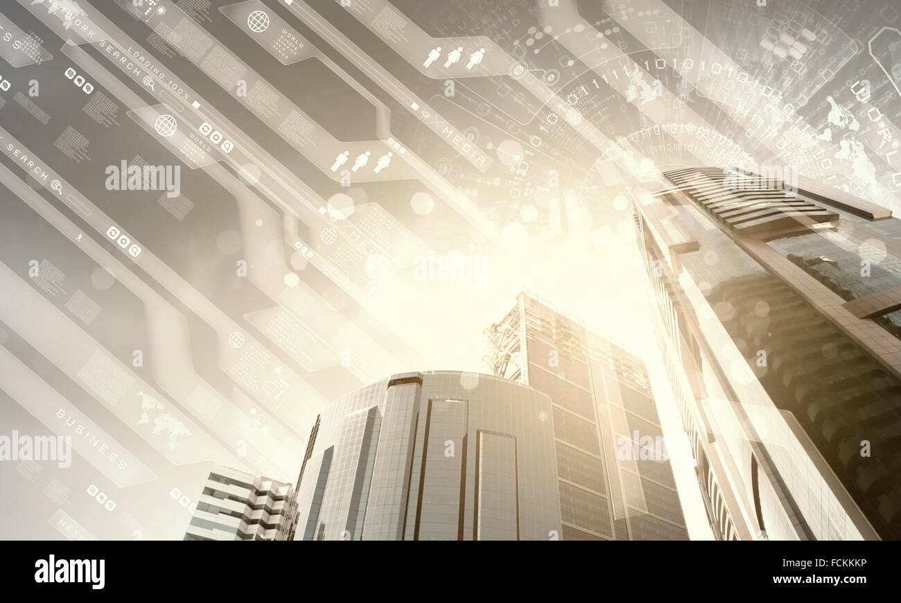 Digital image of bottom view of tall skyscraper Stock Photo - Alamy