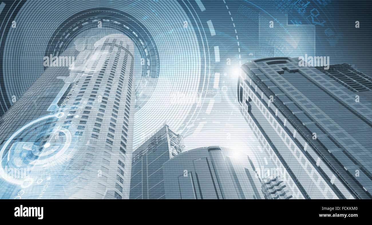 Digital image of bottom view of tall skyscraper Stock Photo - Alamy