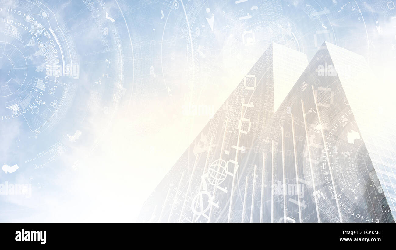 Digital image of bottom view of tall skyscraper Stock Photo - Alamy