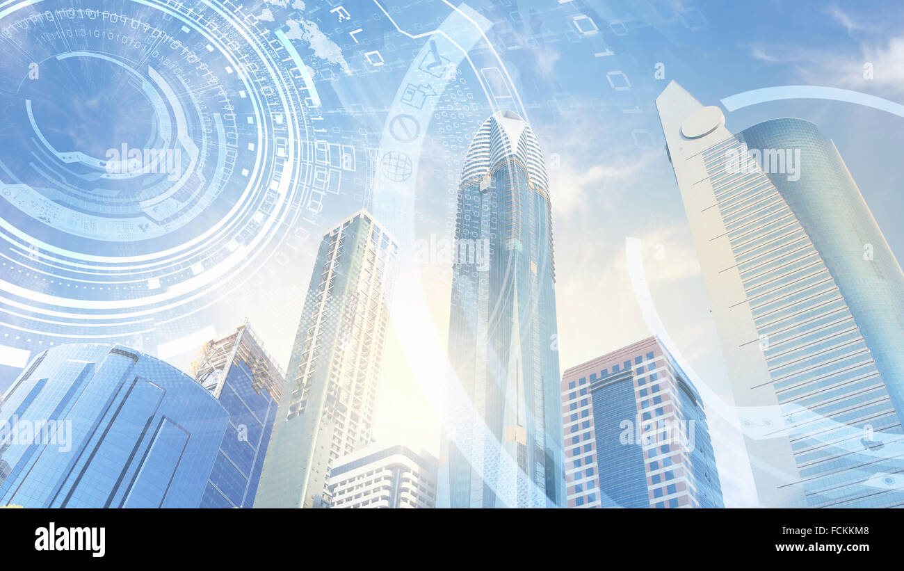 Digital image of bottom view of tall skyscraper Stock Photo - Alamy
