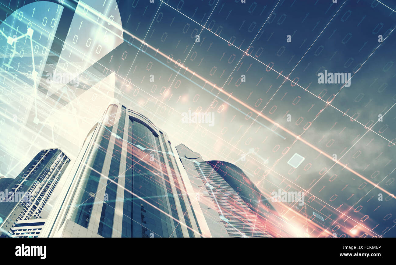 Digital image of bottom view of tall skyscraper Stock Photo - Alamy