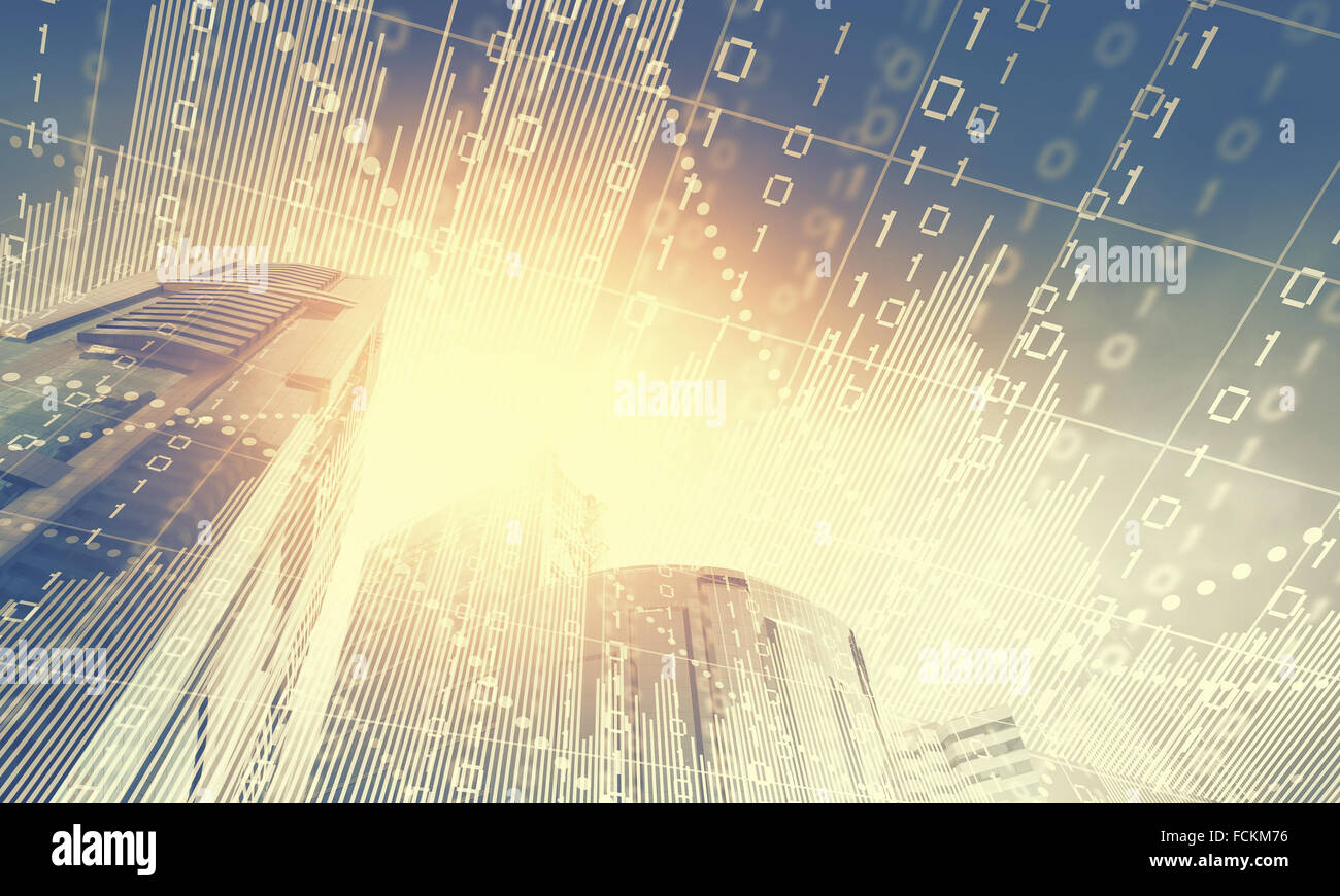 Digital image of bottom view of tall skyscraper Stock Photo - Alamy