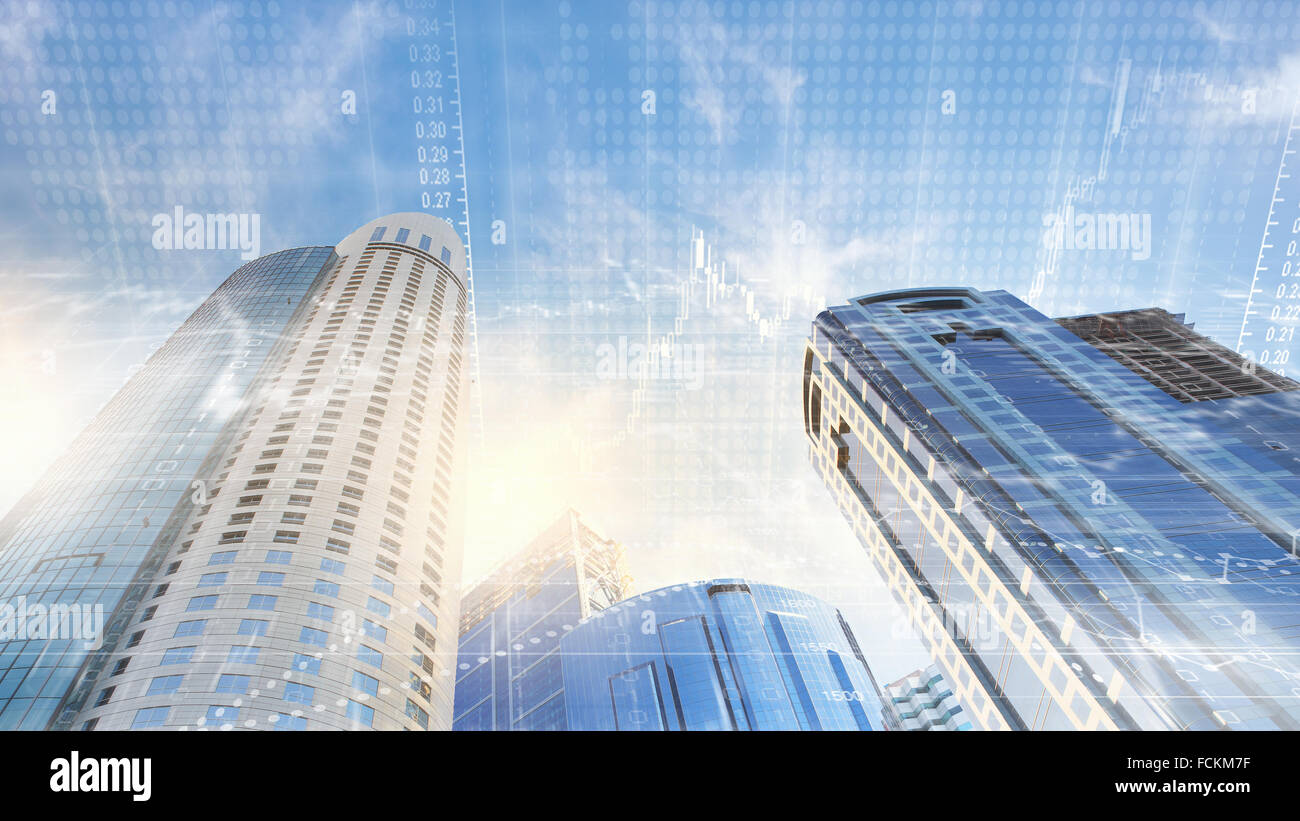 Digital image of bottom view of tall skyscraper Stock Photo - Alamy