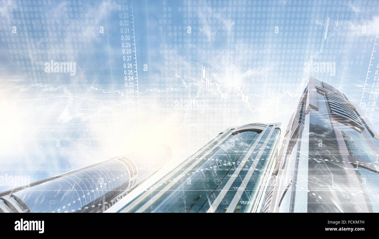 Digital image of bottom view of tall skyscraper Stock Photo - Alamy