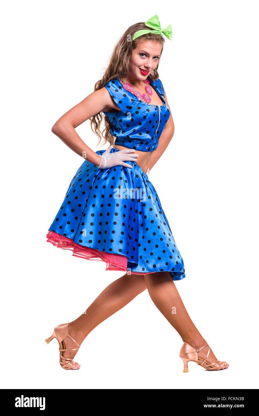 Disco dancer showing some movements against isolated white Stock Photo ...