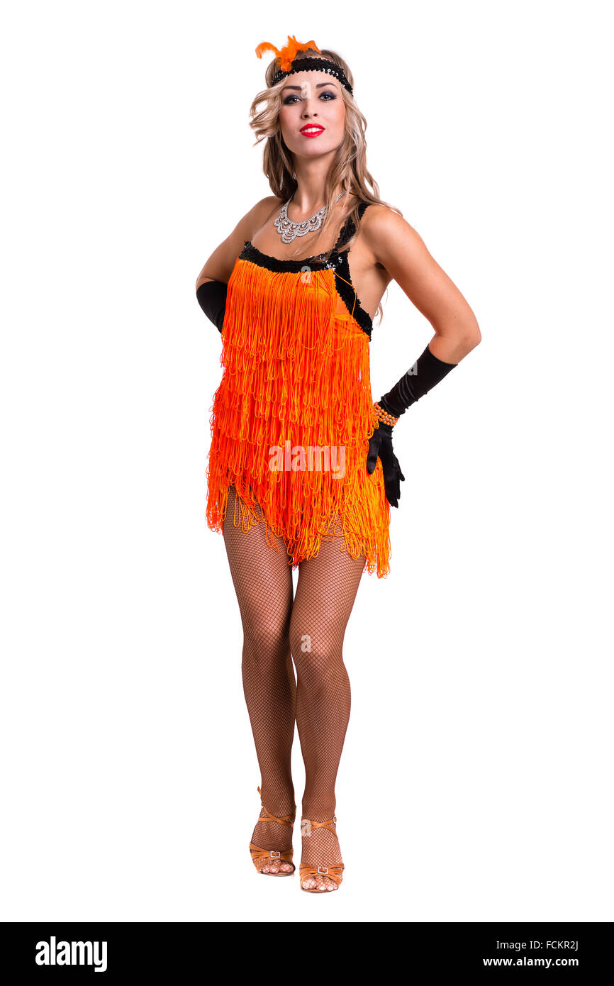 Retro dancer showing some movements against isolated white Stock Photo ...