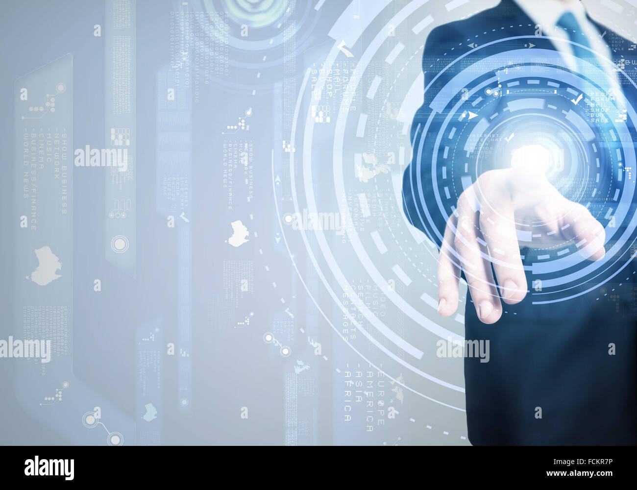 Close up of businessman touching digital screen with finger Stock Photo ... Close up of businessman touching digital screen with finger Stock Photo ...