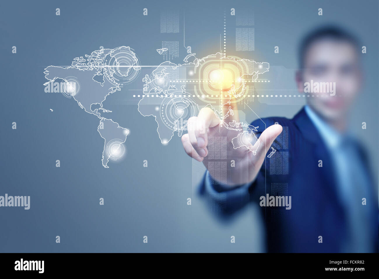 Close up of businessman touching digital screen with finger Stock Photo ... Close up of businessman touching digital screen with finger Stock Photo ...