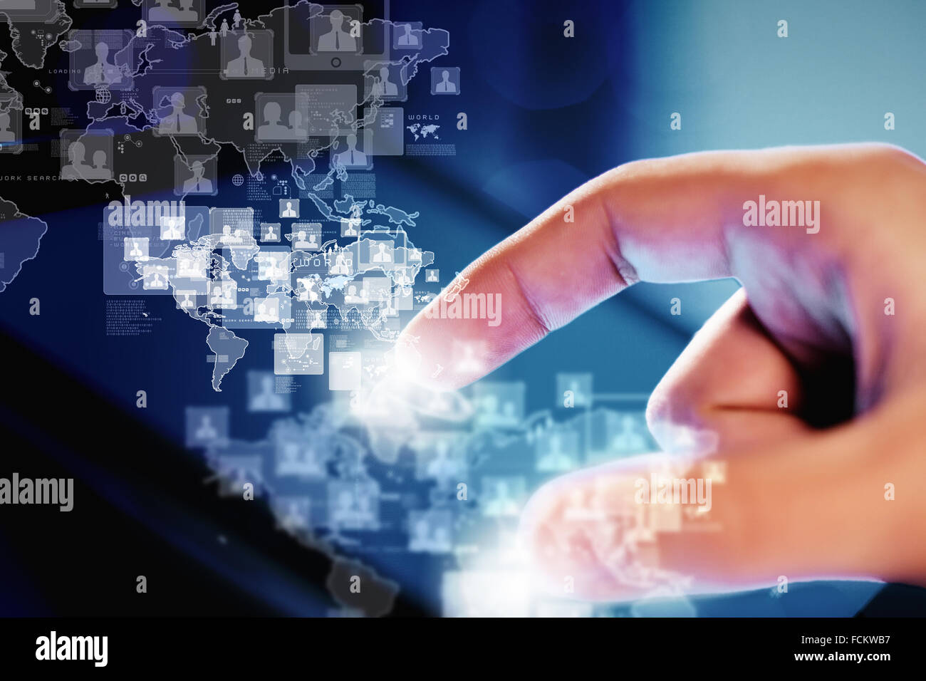 Close up of human hand touching screen of tablet Stock Photo - Alamy