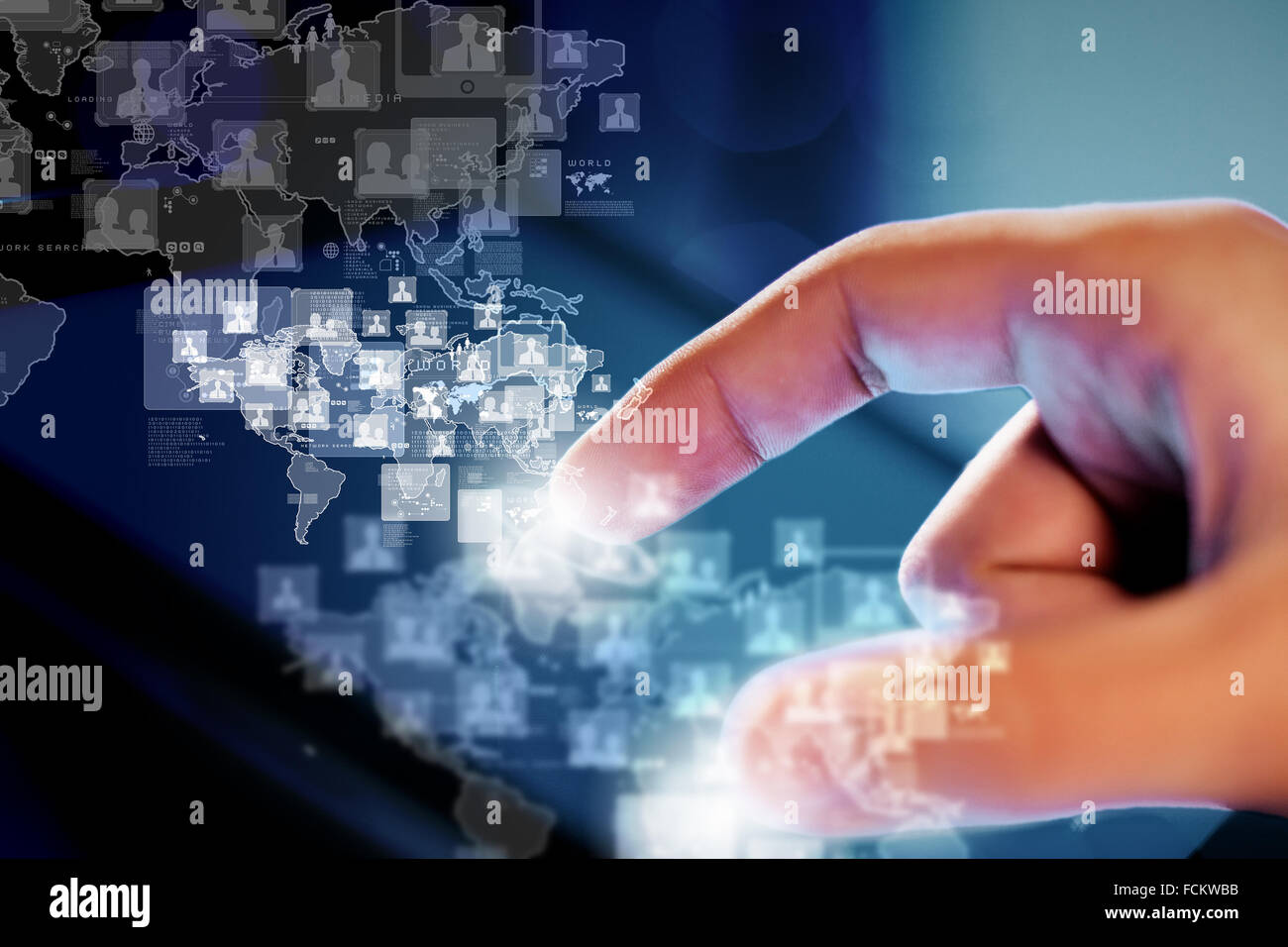 Close up of human hand touching screen of tablet Stock Photo - Alamy