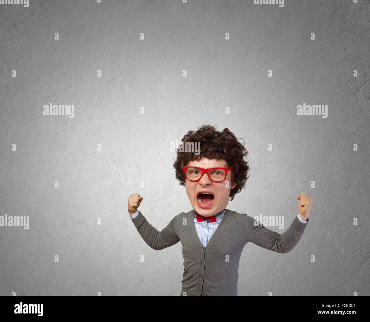 Funny young man with big head screaming emotionally Stock Photo - Alamy