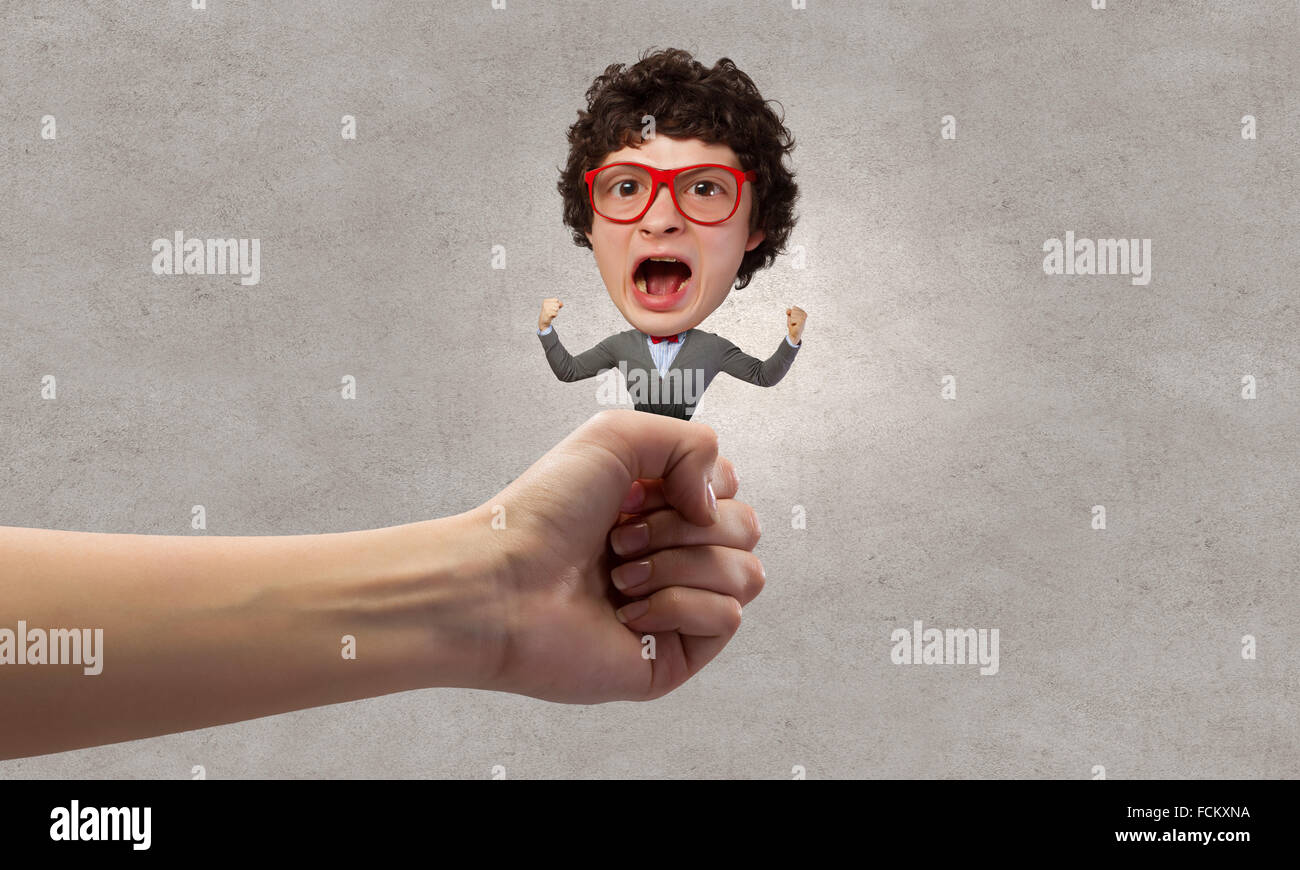 Funny young man with big head screaming emotional Stock Photo - Alamy