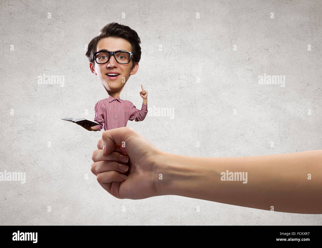Young funny man in glasses with big head Stock Photo - Alamy