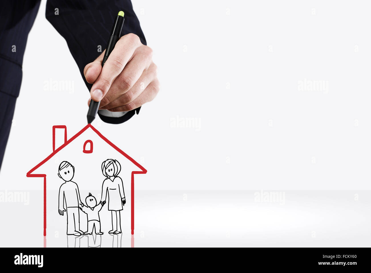 Close up of hand drawing sketches of happy family Stock Photo - Alamy