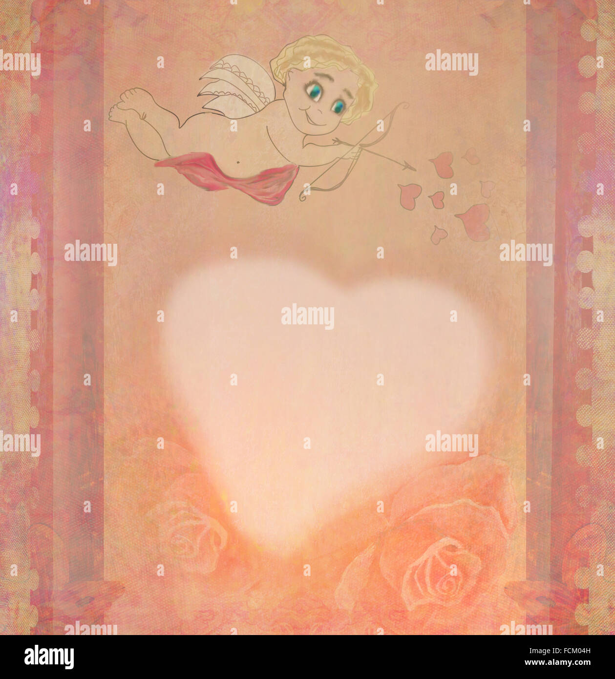 Vintage background with frame and angel Stock Photo - Alamy