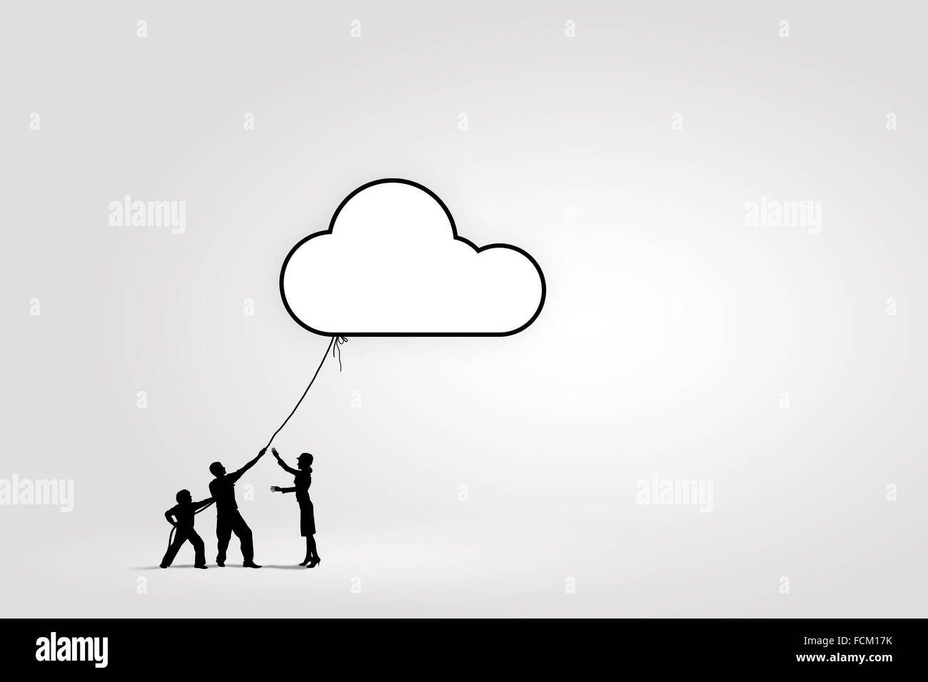 Silhouettes of people pulling Earth plane with rope Stock Photo - Alamy