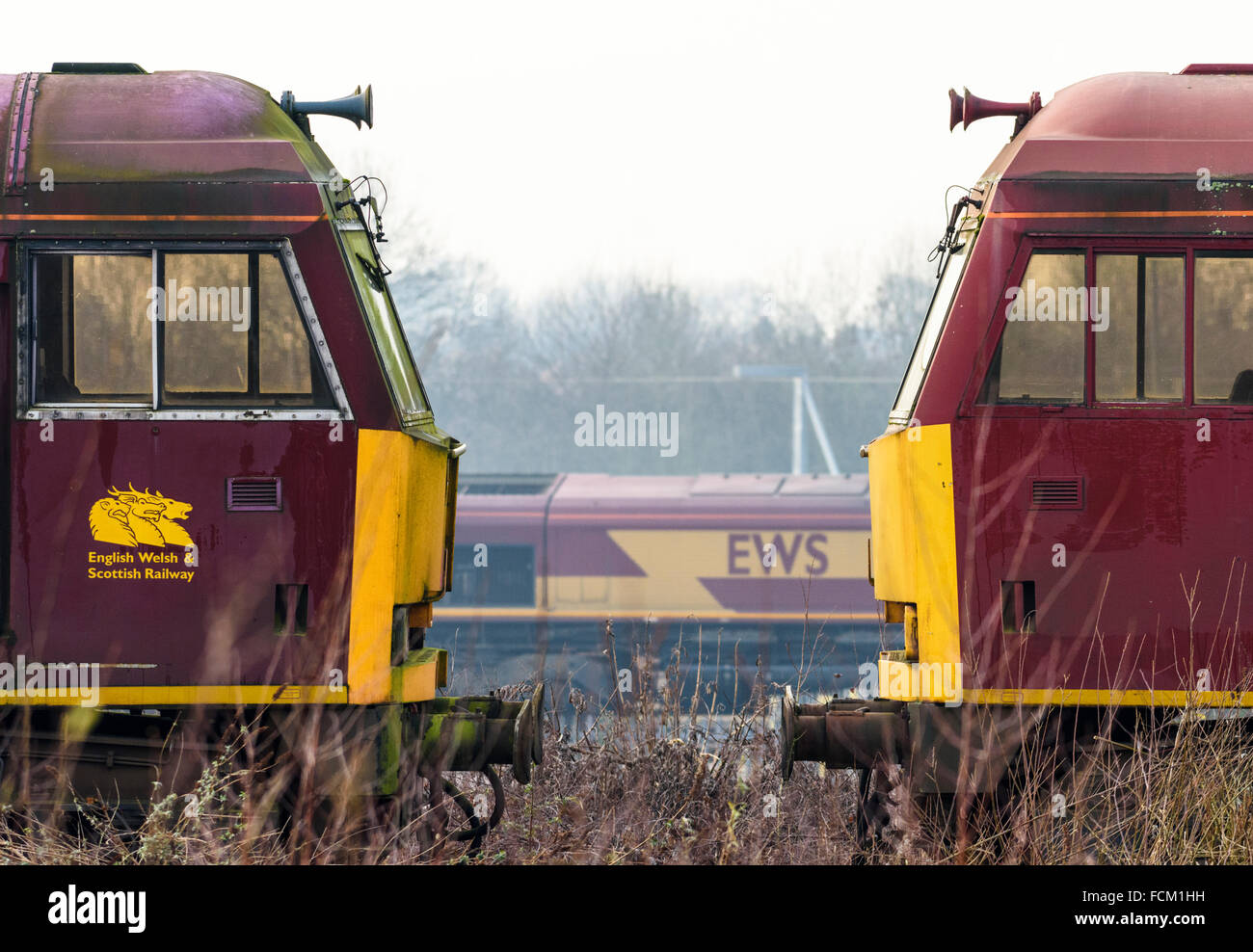 Driving cabs of two class 60 diesel locos at Toton depot in ...
