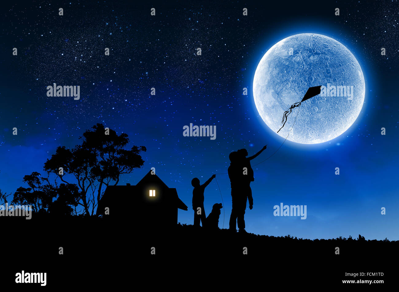 Girl boy together moon hi-res stock photography and images - Alamy
